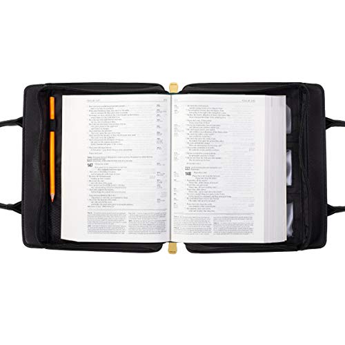 Blessed Purse Style Bible Cover for Women Black Faux Leather, Black Medium