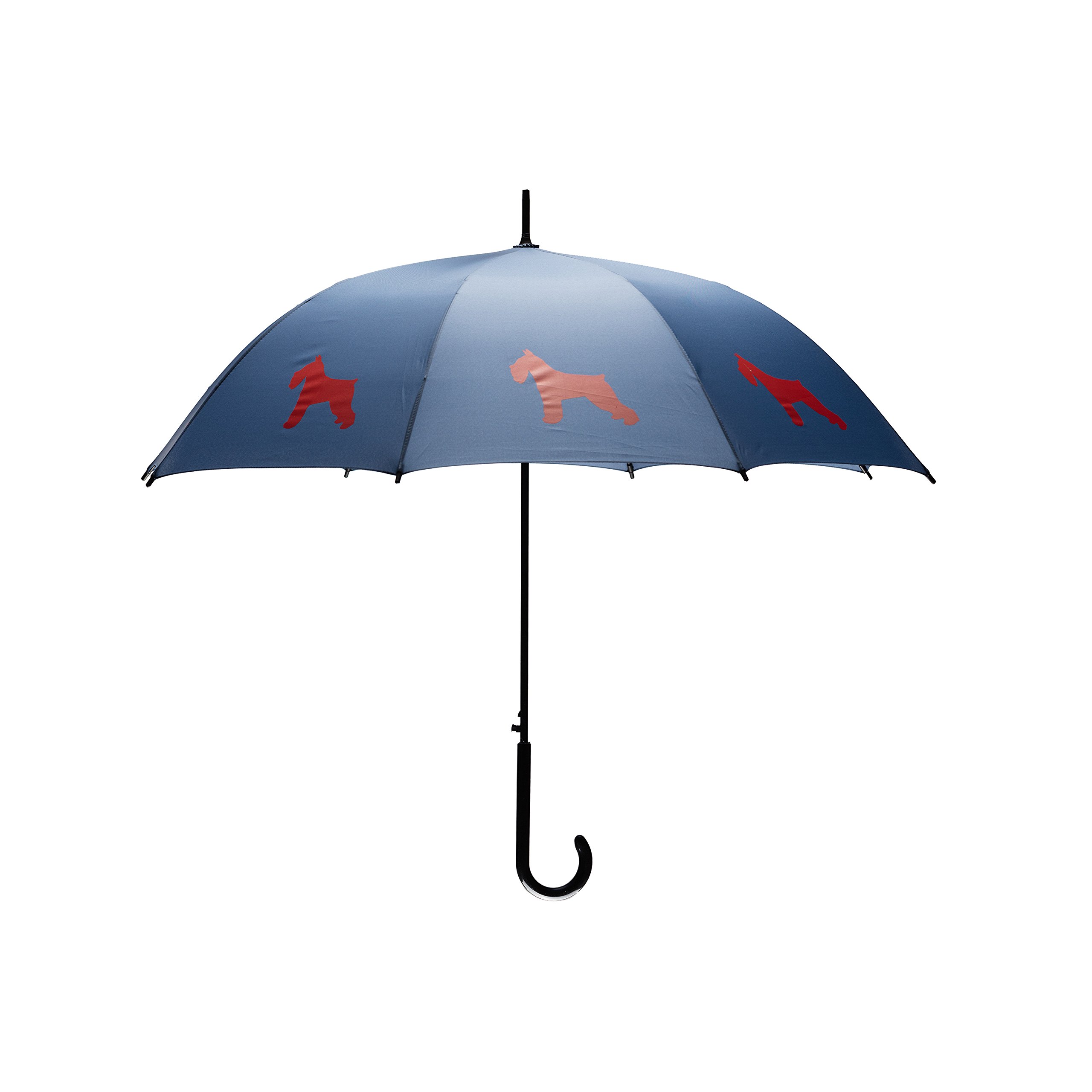 The San Francisco Umbrella Company - Premium Schnauzer Rain Umbrella (Red on Blue) - Strong, Durable, Windproof & Resistant With Fiberglass Ribs Stick Umbrella