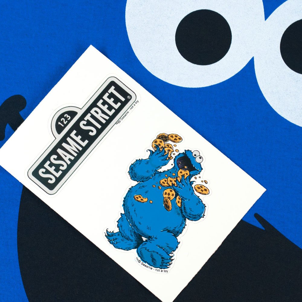 Popfunk - Youth Sesame Street Cookie Monster T-Shirt for Boys & Stickers (Large)