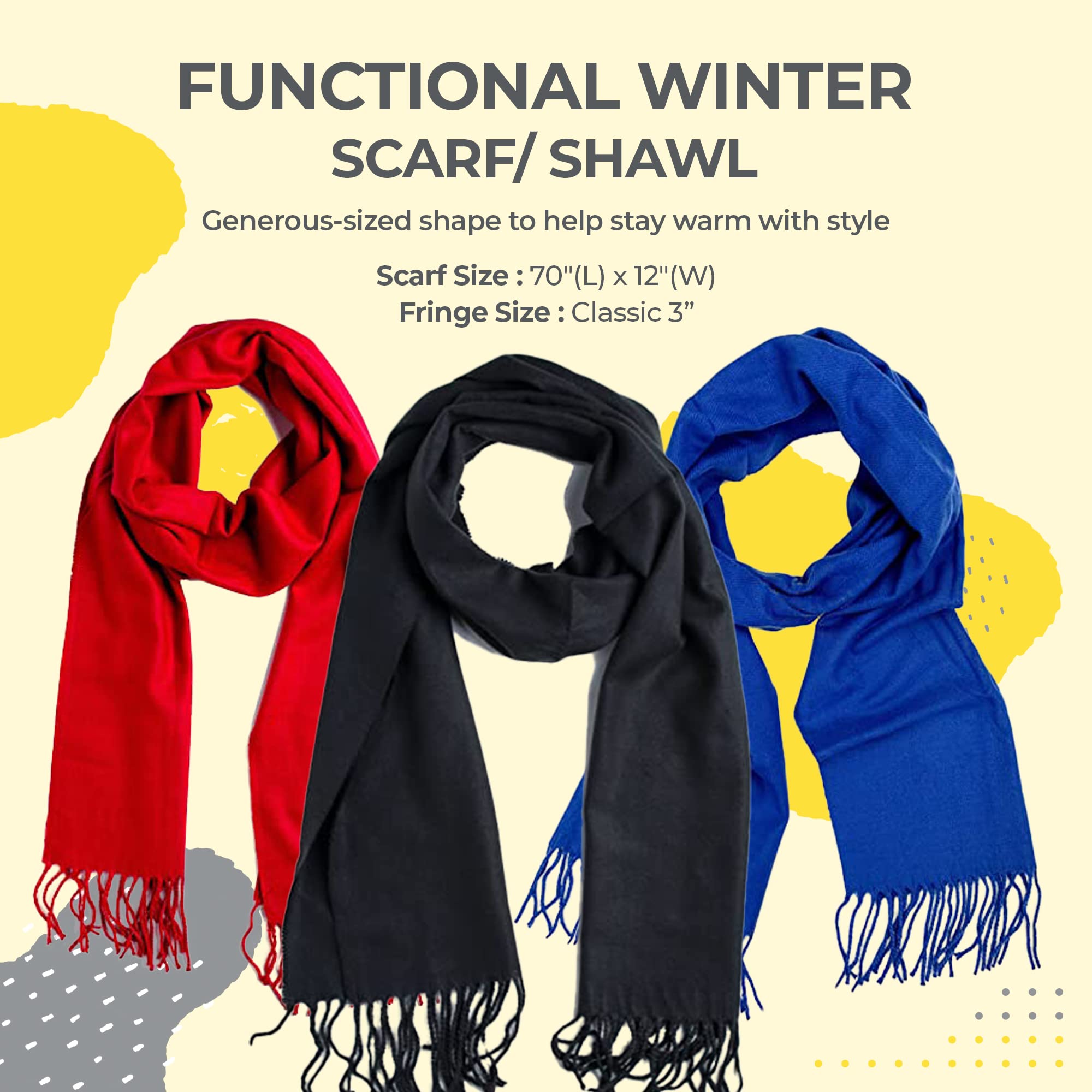 Plum Feathers Winter Scarf Shawl with Cashmere Feel - Rich Solid Colors Winter Scarves and Wraps 72" x 12" (Light Teal)