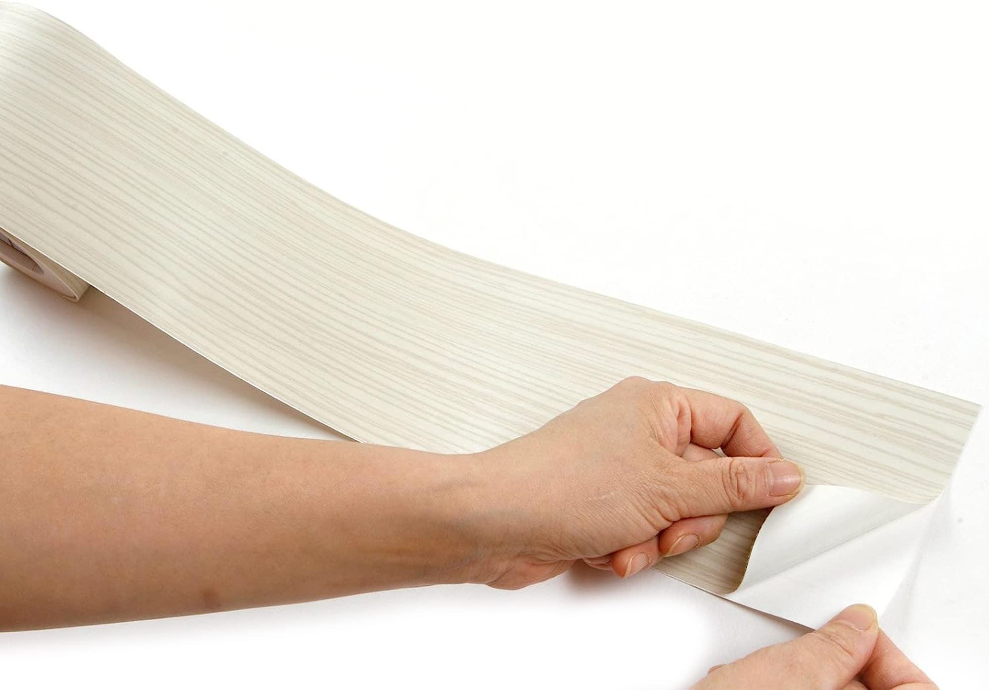 ROSEROSA Peel and Stick PVC Self-Adhesive Wallpaper Border Board Trim Moulding Sticker Stripe Wood (KW122B : 3.93 Inch X 16.40 Feet)