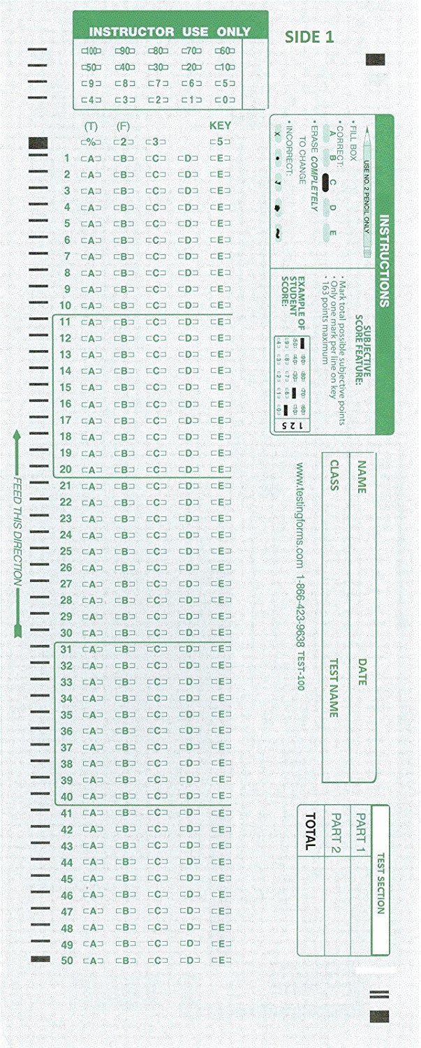 TEST-100E 882 E Compatible Testing Forms (100 Sheet Pack)