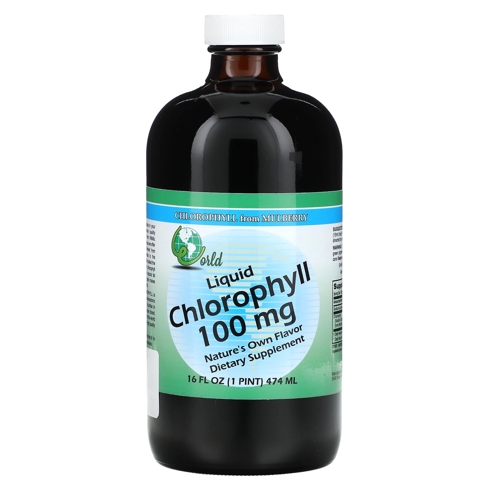WORLD ORGANIC Liquid Chlorophyll 100mg Mullberry, 0.02 Pound