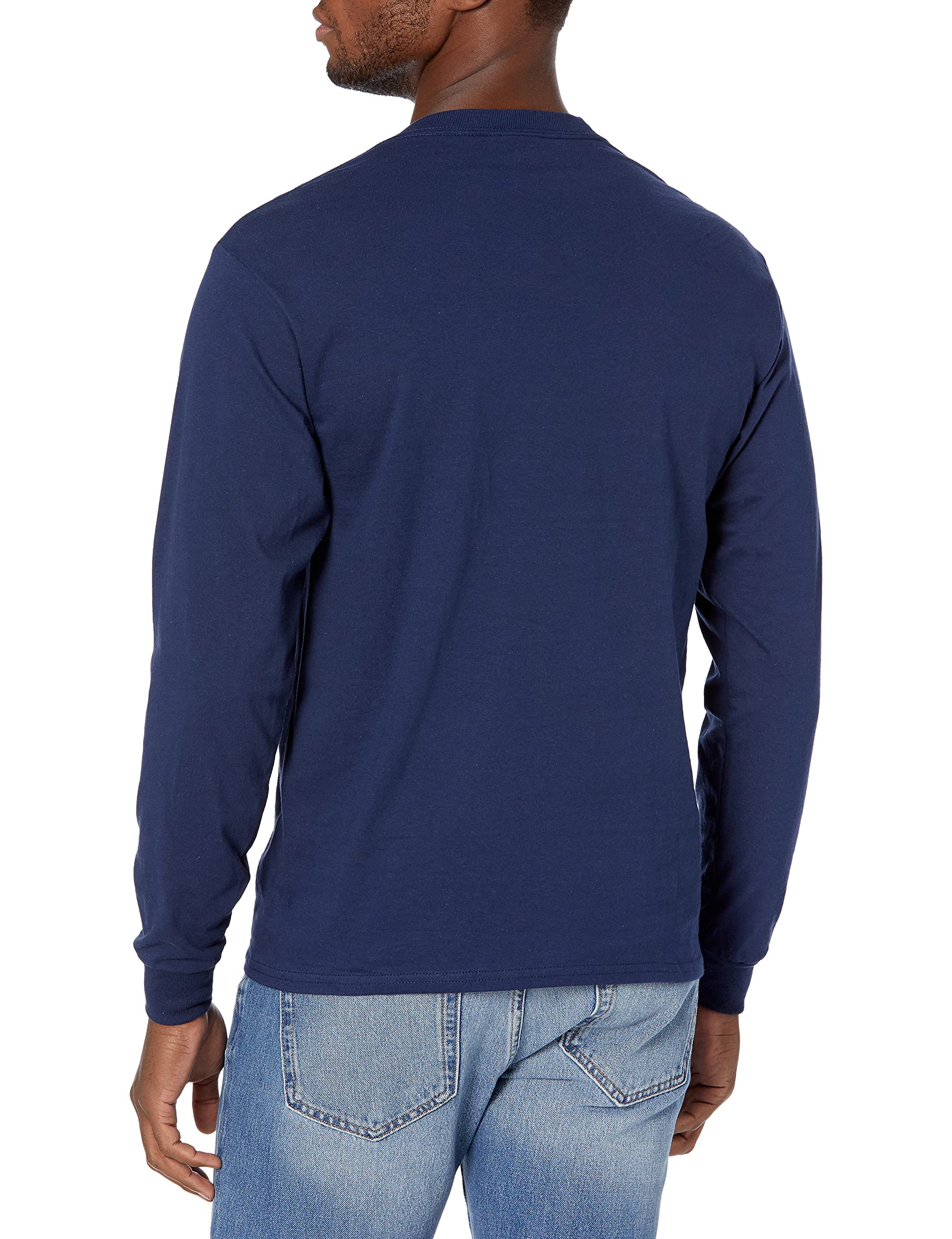 Hanes mens Hanes Men's Beefy Heavyweight Long Sleeve T-shirt Shirt, Navy, X-Large US