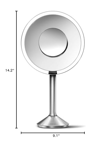 simplehuman ST3007 Sensor Mirror, Brushed Stainless Steel, Pro — 20cm (10x + 5x Magnification), 2 pound