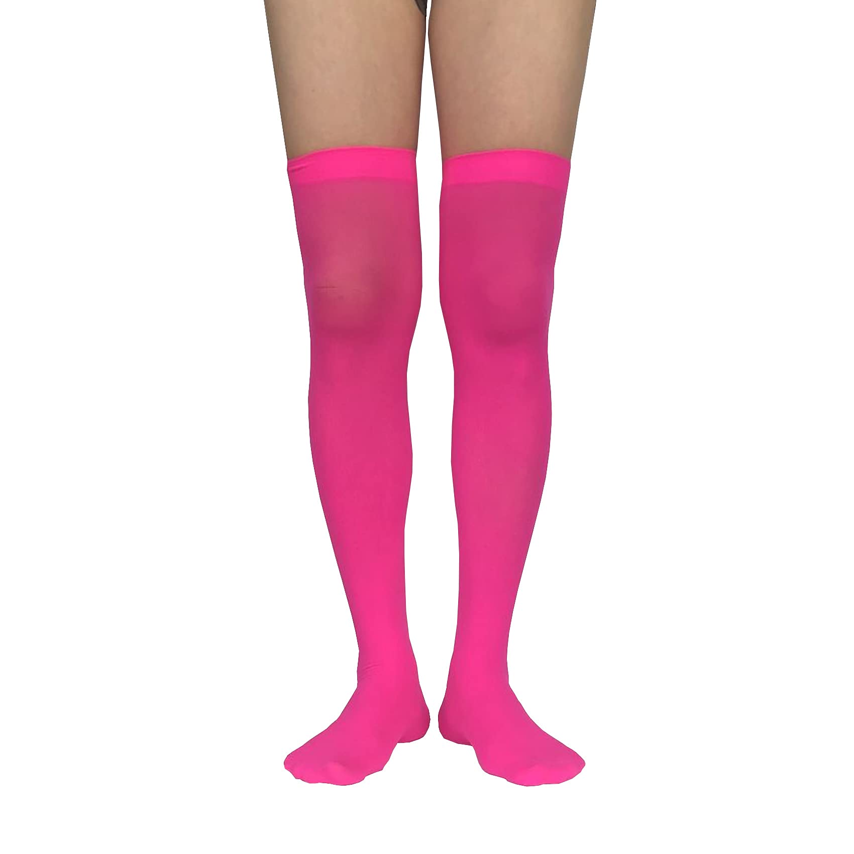 spomei Women Nylon Opaque Thigh High Stockings, School Girl Sheer Over Knee Silk Socks For Cosplay/Halloween Party NL-W3((Rose)
