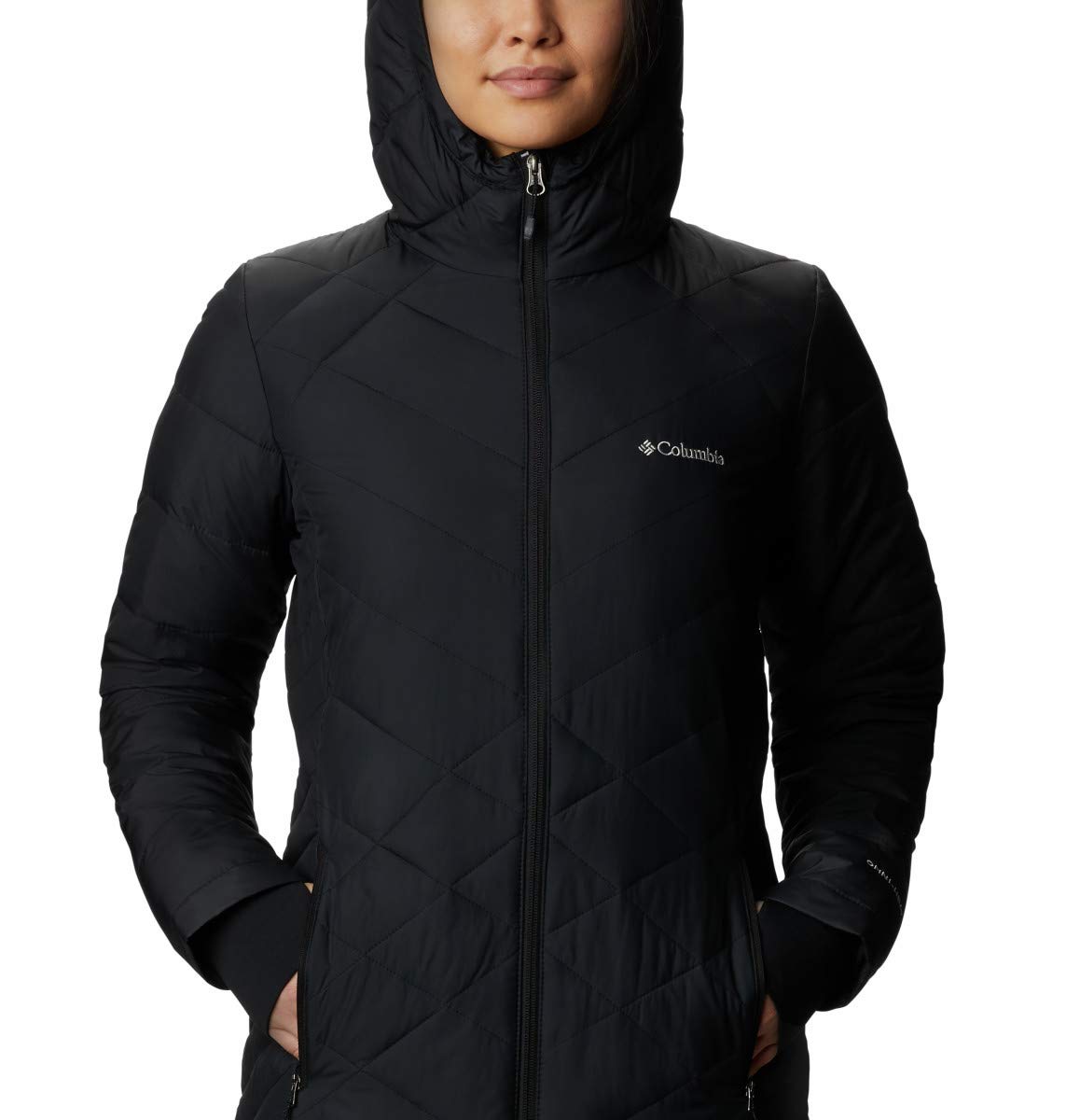Columbia Women's Heavenly Long Hooded Jacket, Black, 2X