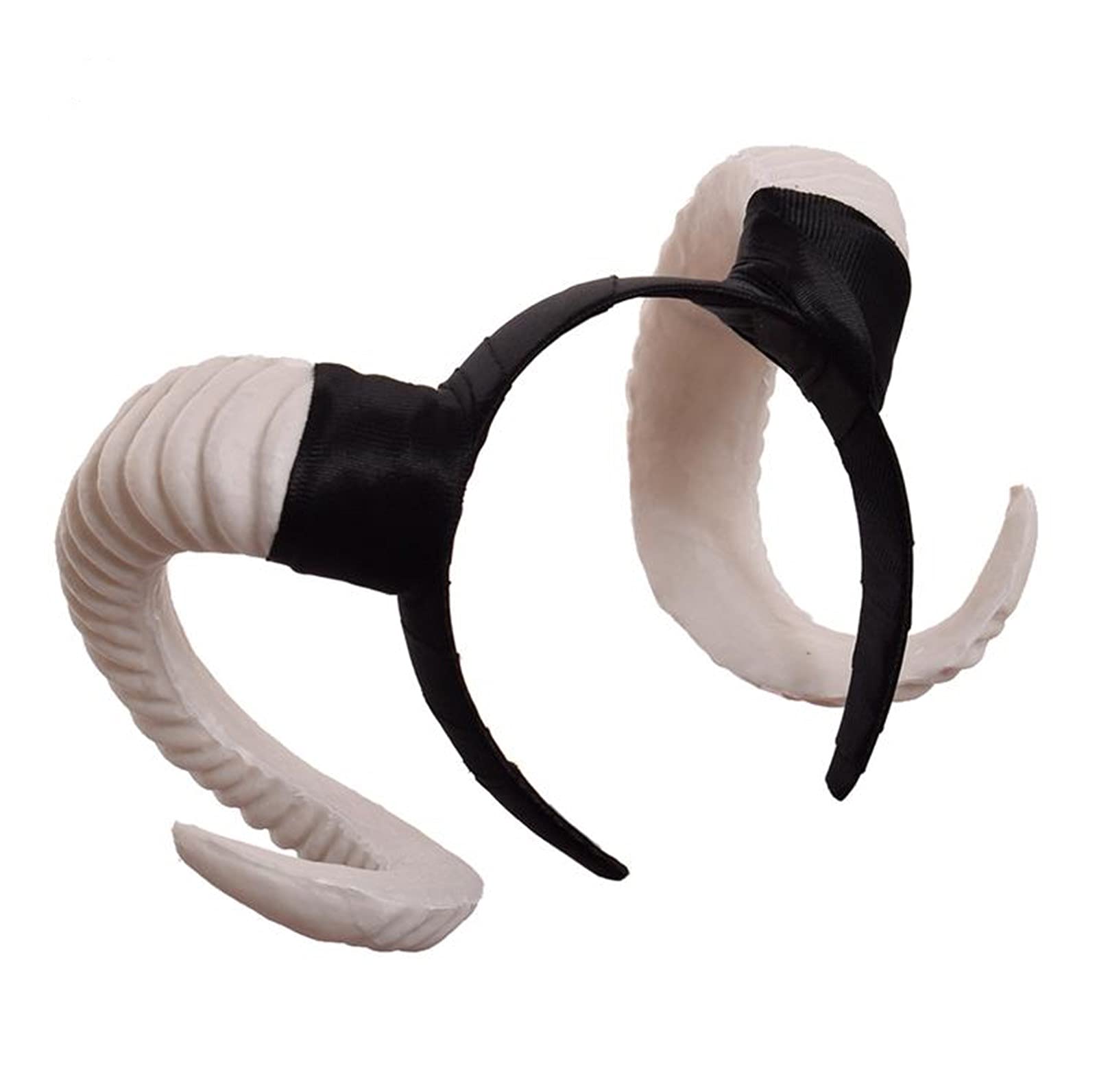 Sheep Horn Ear Hair Hoop Headband Forest Animal Photography Original Manual Aries Exhibition Cosplay Photo Props (White)