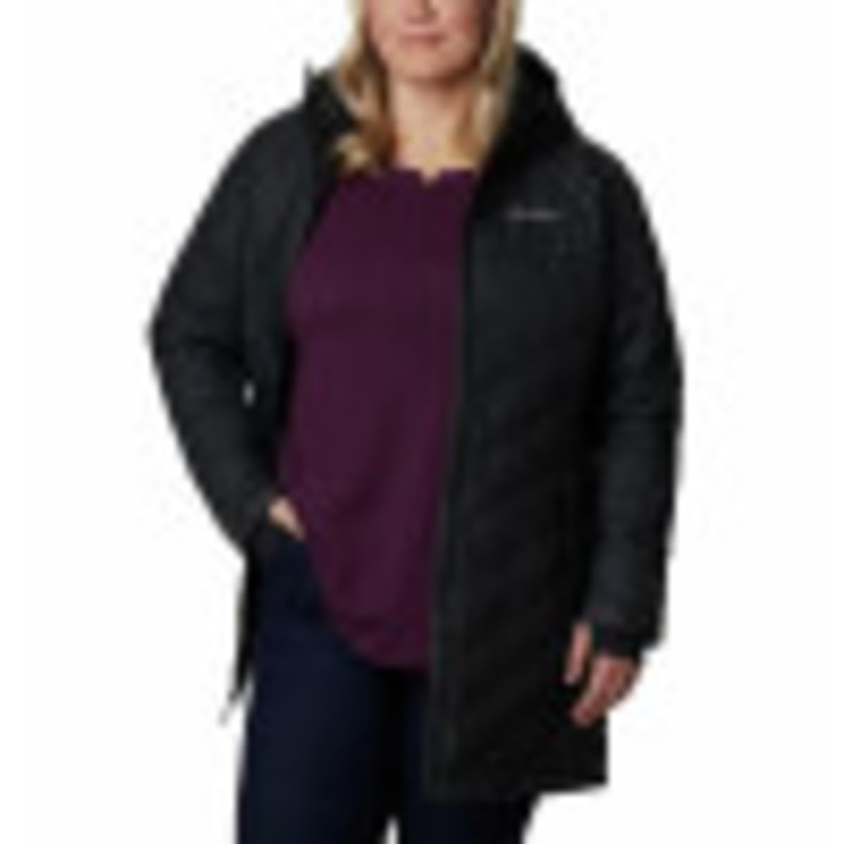 Columbia Women's Heavenly Long Hooded Jacket, Black, 2X
