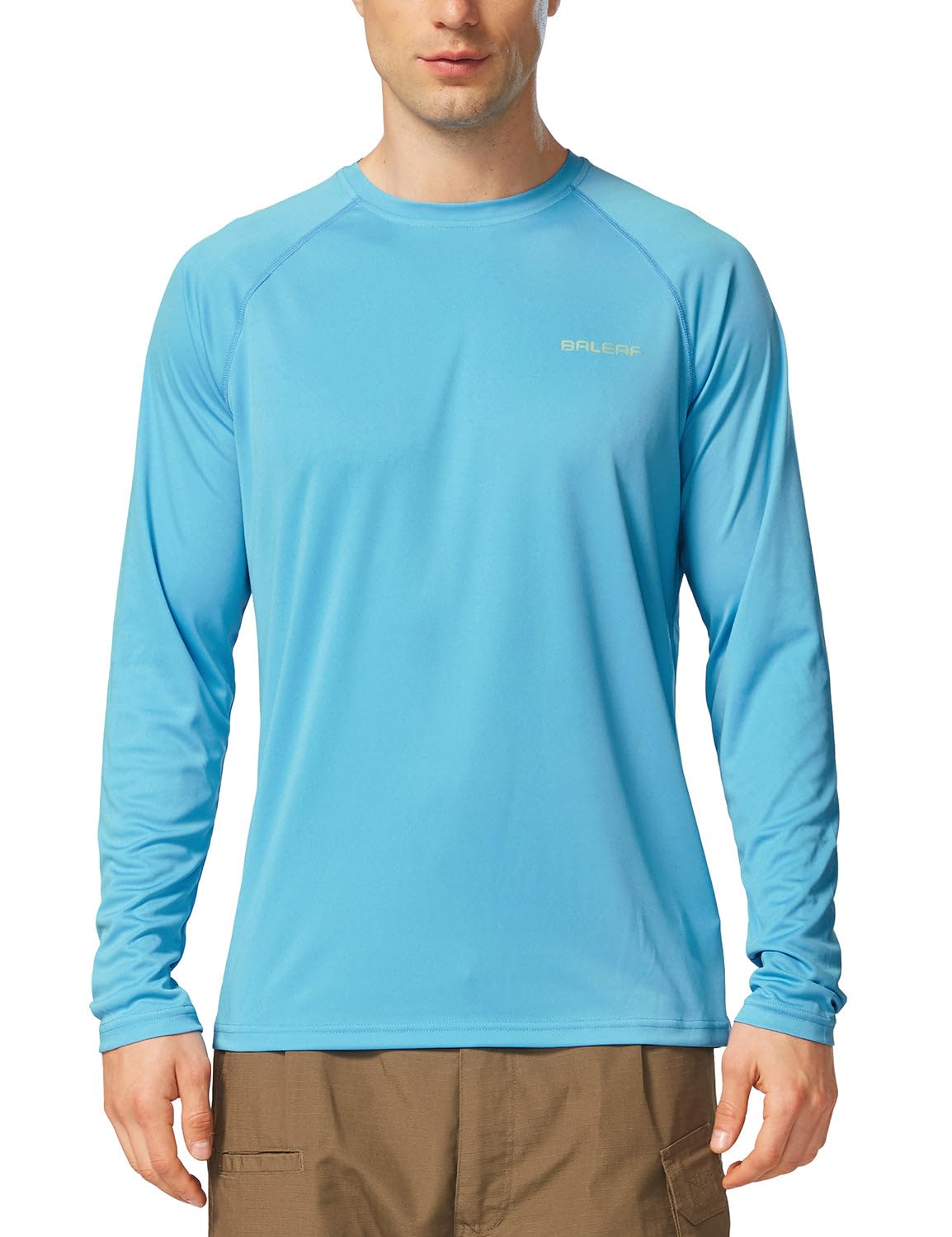 baleaf Men's Rash Guard Shirts Fishing Long Sleeve UV Sun Protection SPF T-Shirts UPF 50+ Lightweight Beach Blue Size XXL