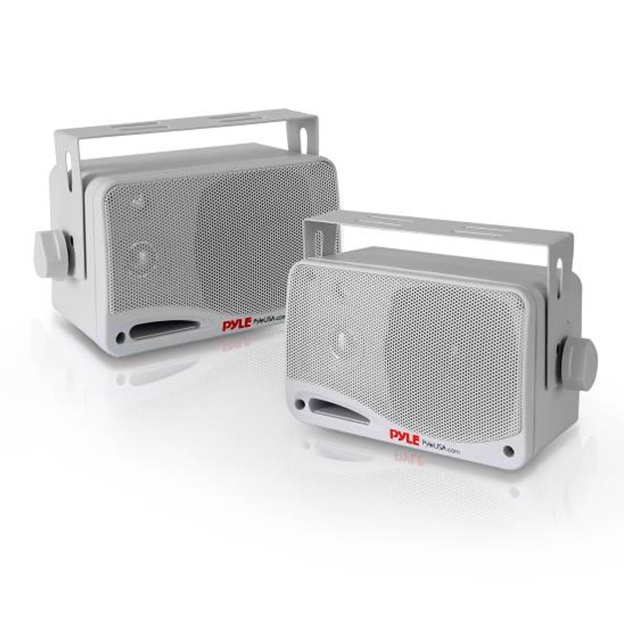 Pyle Outdoor Waterproof Wireless Bluetooth Speaker - 3.5 Inch Pair 3-way Active Passive Weatherproof Wall, Ceiling Mount Dual Speakers System w/ Heavy Duty Grill, Patio, Indoor Use -PDWR42WBT (White)