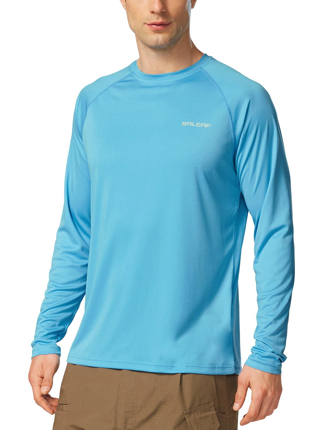 baleaf Men's Rash Guard Shirts Fishing Long Sleeve UV Sun Protection SPF T-Shirts UPF 50+ Lightweight Beach Blue Size XXL