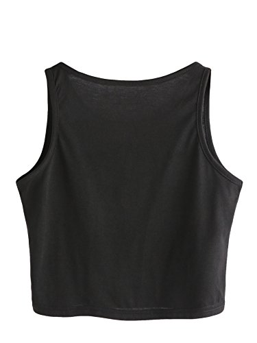 SweatyRocks Women's Summer Sleeveless Letter Print Casual Crop Tank Top Shirts Black S