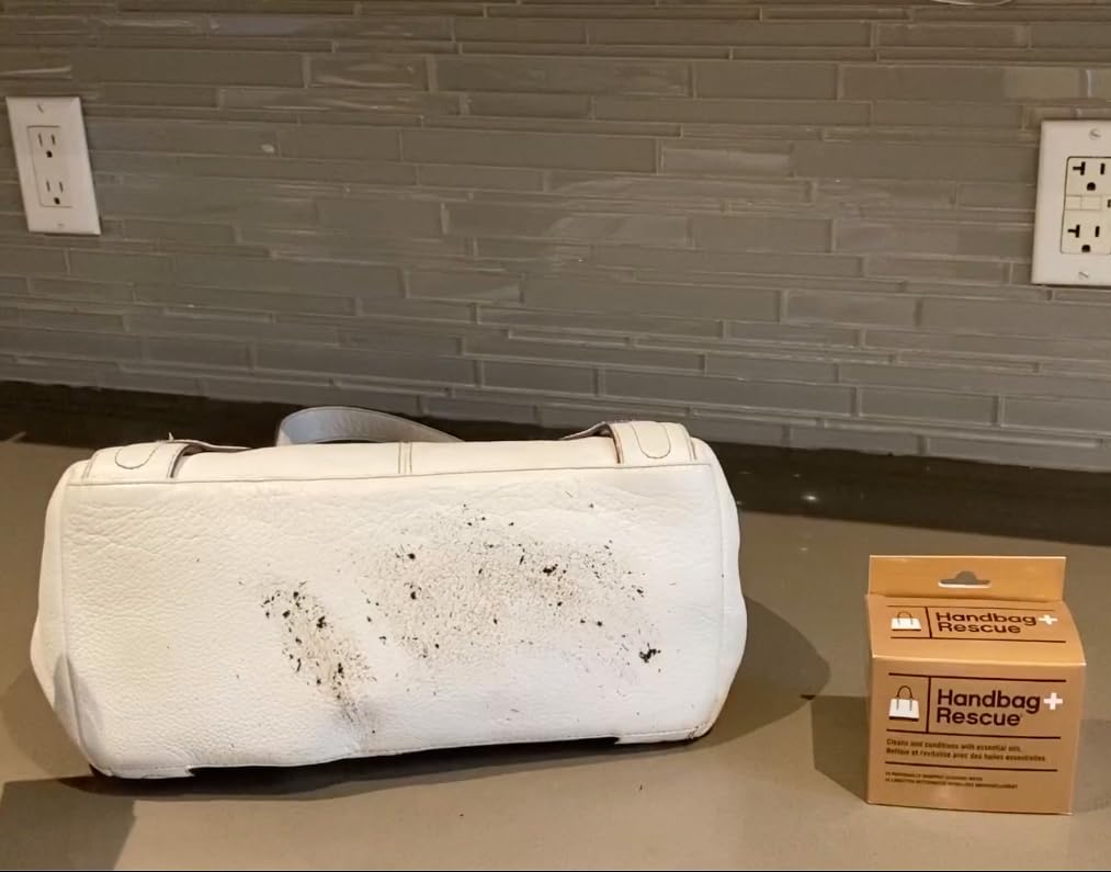HandBagRescue All-Natural Cleaning Wipes. Remove Dirt & Surface Stains & Conditions Leather Handbags with Essential Oil. Box of 10 Individually Wrapped Wipes.