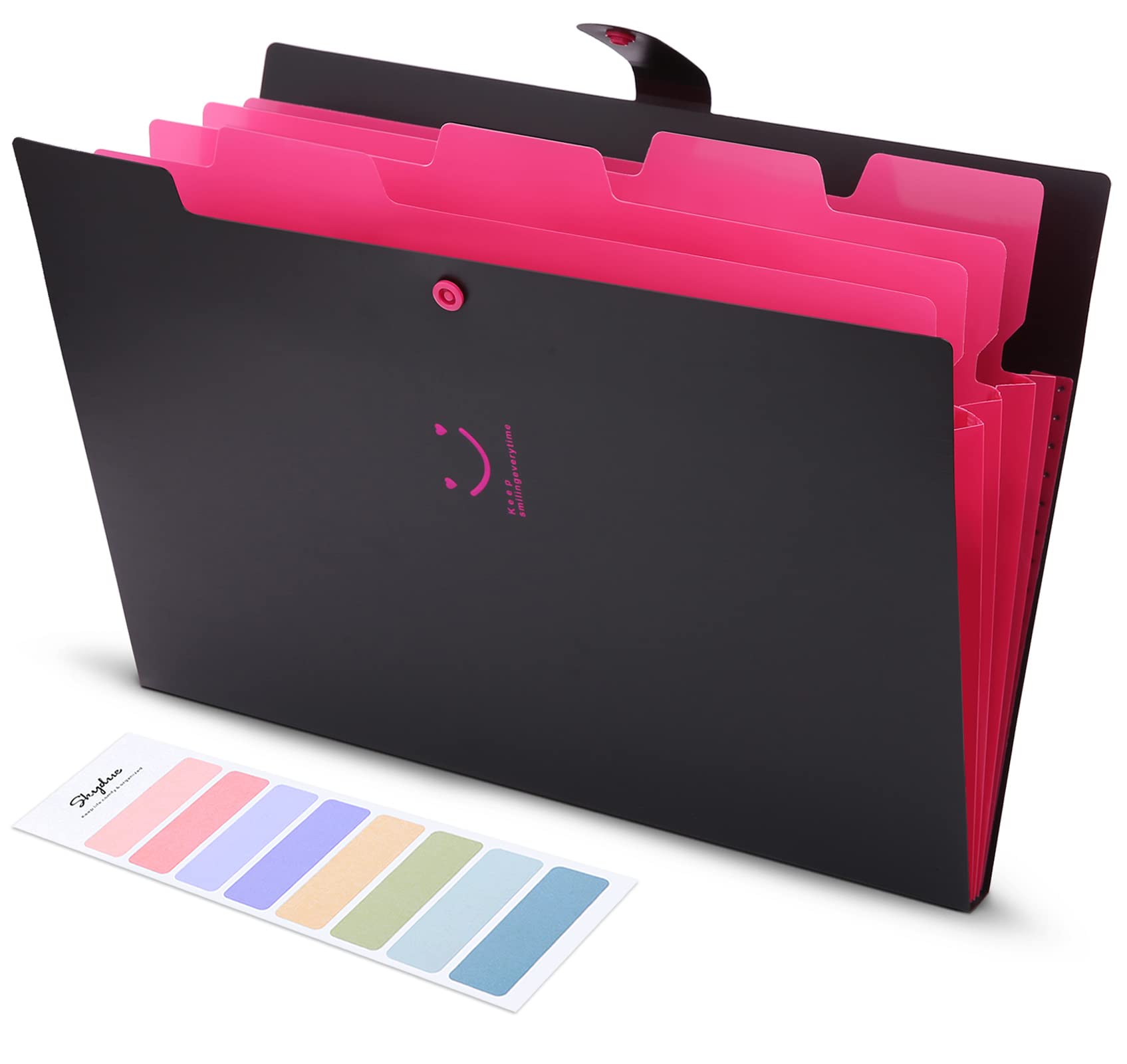 SKYDUE Letter A4 Paper Expanding File Folder Pockets Accordion Document Organizer (Black)