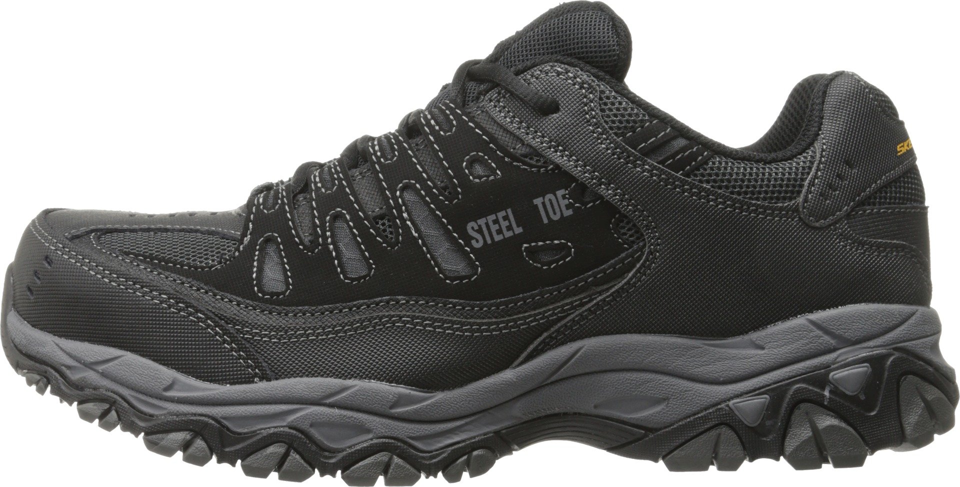 Skechers Men's Cankton Steel Toe Construction Shoe, Black/Charcoal, 11.5 Wide