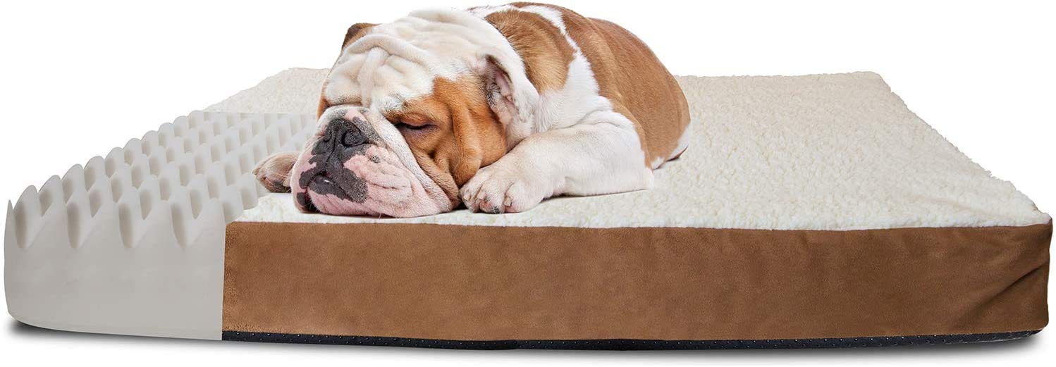 Orthopedic Pet Bed Foam-Mattress for Dogs & Cats - Quilted Rectangular Fits Crate Carrier - Medium 30 Long x 20 Wide