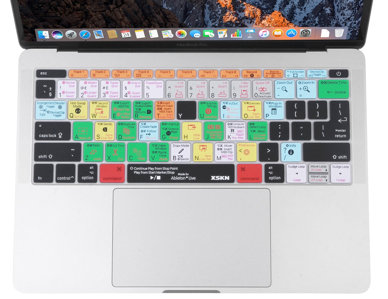 XSKN 2016 Shortcut Design Series Keyboard Skin Cover for New MacBook 12" (2015 Model A1534) and New MacBook Pro 13" (2016 Newest Version Model A1708, No Touch Bar), US&EU Version (Ableton)
