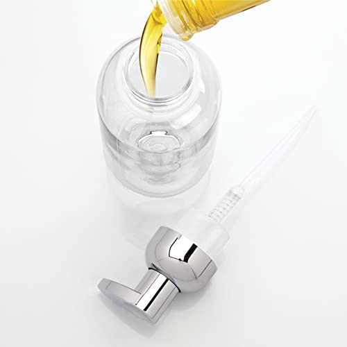 mDesign Set of 2 Refillable Soap Dispenser - Discreet Foaming Soap Dispenser - Chrome Soap Dispenser Bottle with Plastic Pump - Rust Free - Ideal for Kitchen or Bathroom - Clear/Chrome
