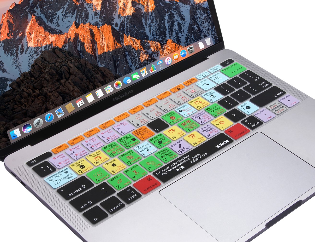 XSKN 2016 Shortcut Design Series Keyboard Skin Cover for New MacBook 12" (2015 Model A1534) and New MacBook Pro 13" (2016 Newest Version Model A1708, No Touch Bar), US&EU Version (Ableton)