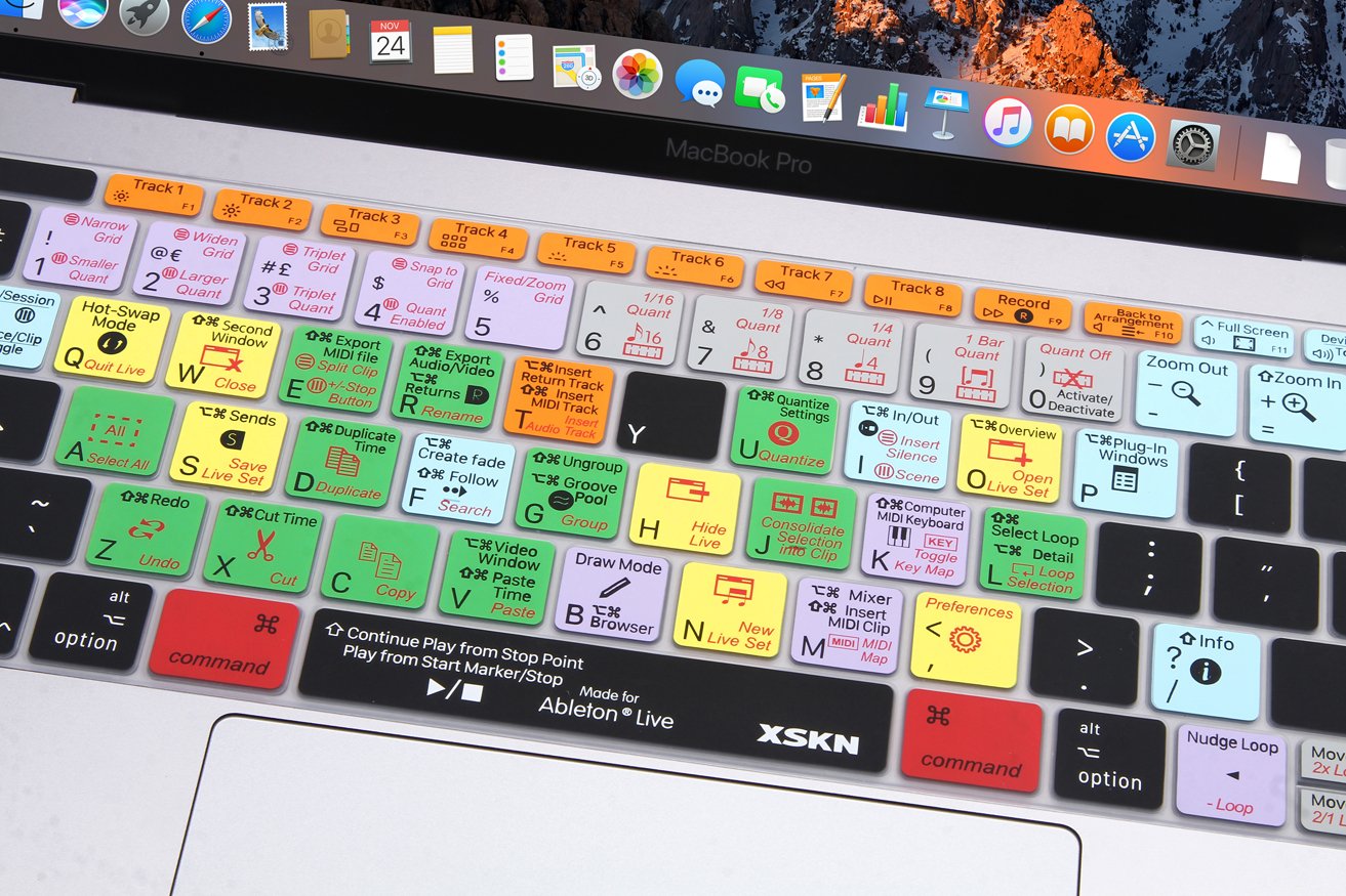 XSKN 2016 Shortcut Design Series Keyboard Skin Cover for New MacBook 12" (2015 Model A1534) and New MacBook Pro 13" (2016 Newest Version Model A1708, No Touch Bar), US&EU Version (Ableton)