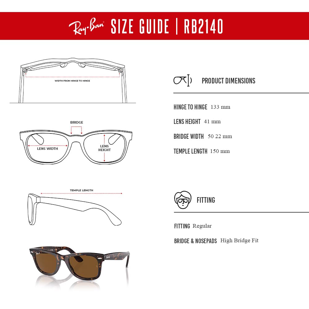 Ray-Ban RB2140 902/57 50M Tortoise/Crystal Lens Brown Polarized Square Sunglasses For Men For Women + BUNDLE with Designer iWear Eyewear Kit