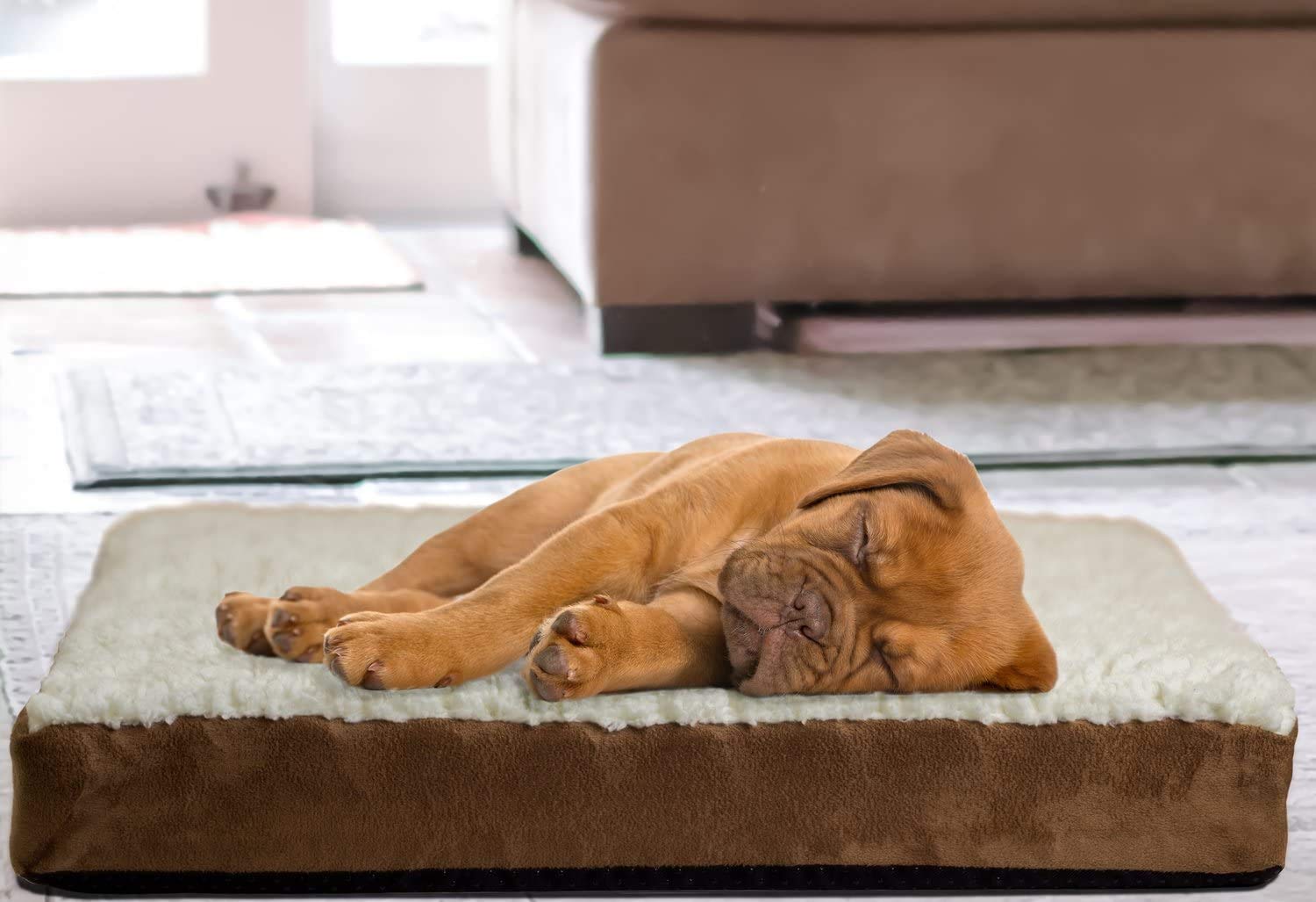 Orthopedic Pet Bed Foam-Mattress for Dogs & Cats - Quilted Rectangular Fits Crate Carrier - Medium 30 Long x 20 Wide