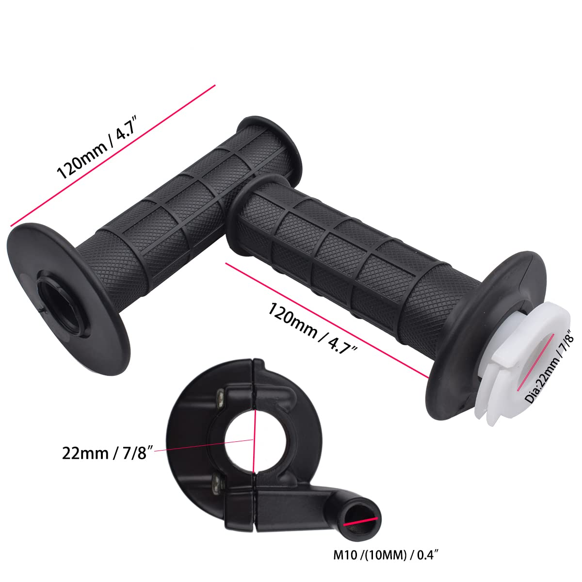 LAXEEM Twist Throttle Accelerator Handle Grips and Bent Cable Set for 50cc 110cc 125cc 150cc 250cc Dirt Bike Quad ATV Pit Pro Trail (Fits for 7/8"/22mm Bar)