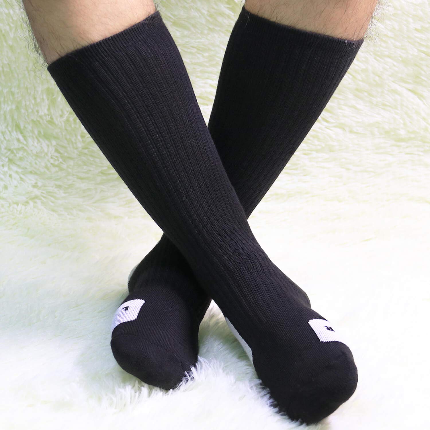 MUMUBREAL Men's Cushioned Compression Sport Socks, Yellow/Black, One Size (3pack)