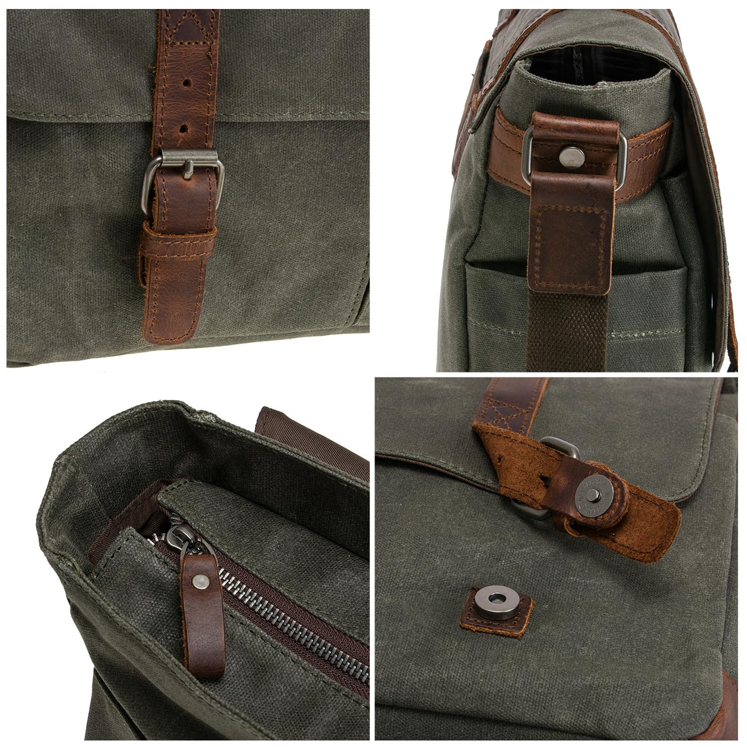 Waterproof Canvas 15" Macbook pro/ 15.6'' Leather Laptop Messenger Bag for Men Business Vintage shoulder bag/Briefcase Crossbody