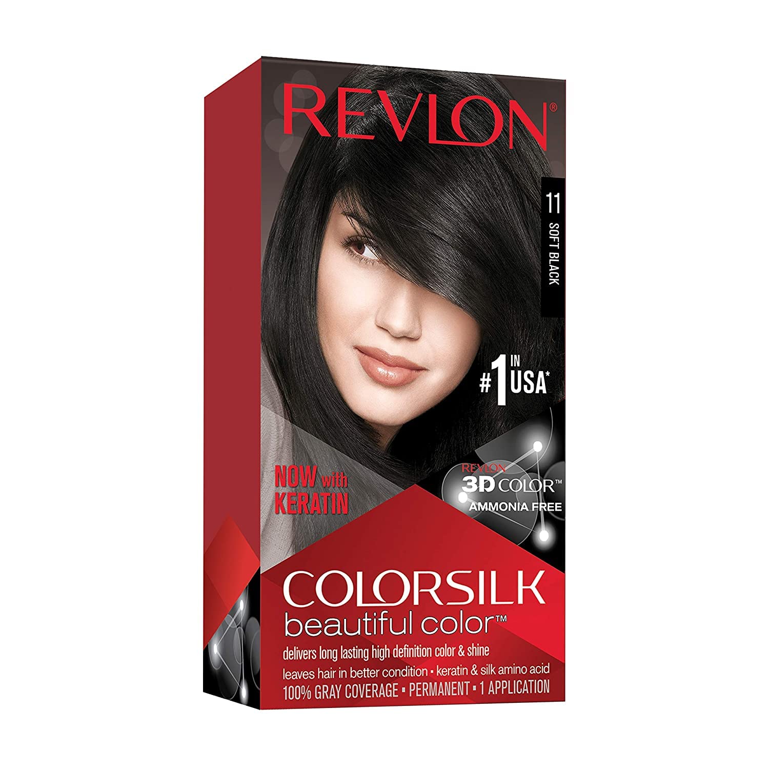 Revlon ColorSilk Beautiful Color, Soft Black [11] 1 ea (Pack of 8)