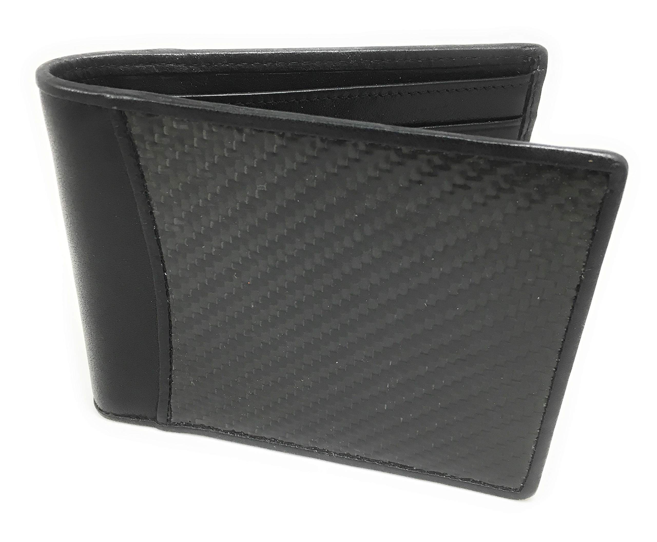 Namotu Real Carbon Fiber Wallet w/RFID Blocking Tech, Leather at Hinges and Trim - ID Window - Mens Slim Thin Real Carbon Bifold to Protect Your Money and Cards Identity