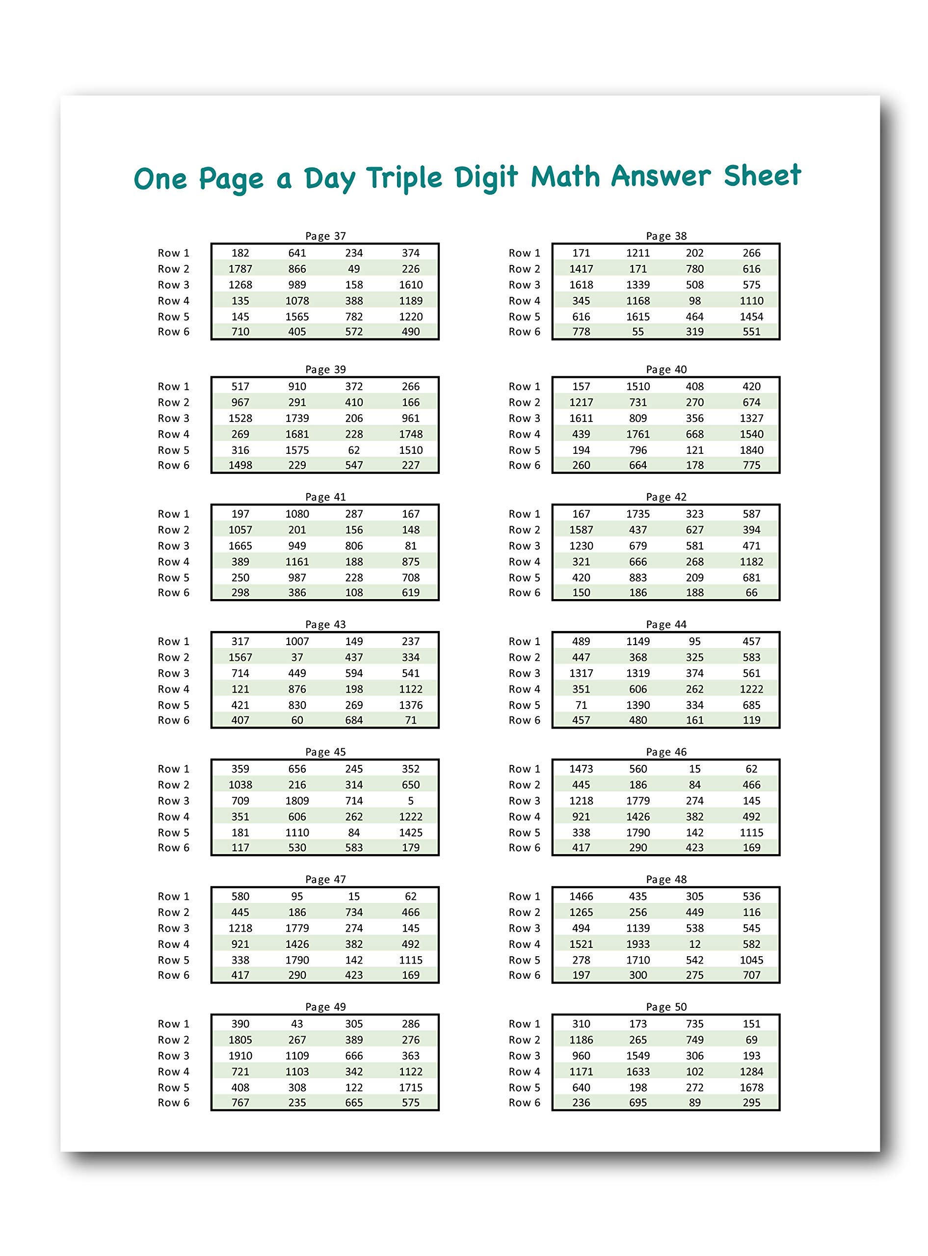 Channie's One Page A Day Math Workbook, Triple Digit Math Practice Worksheets, 50 Pages Front and Back, 25 Sheets, Grades 2nd and 3rd, Addition and Subtraction workbook , Size 8.5” x 11”