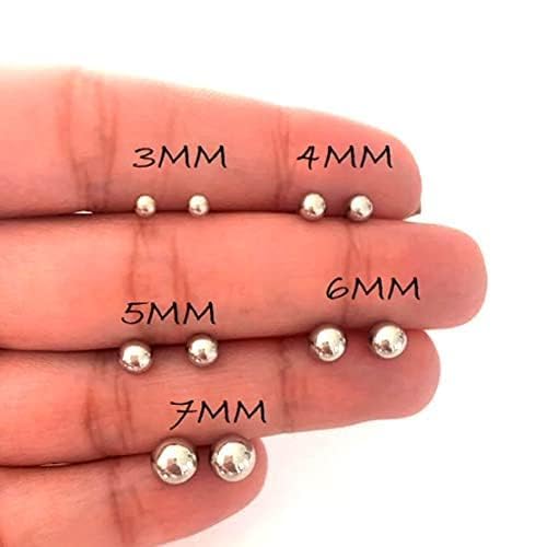 14K White Gold Ball Stud Earrings, 3mm