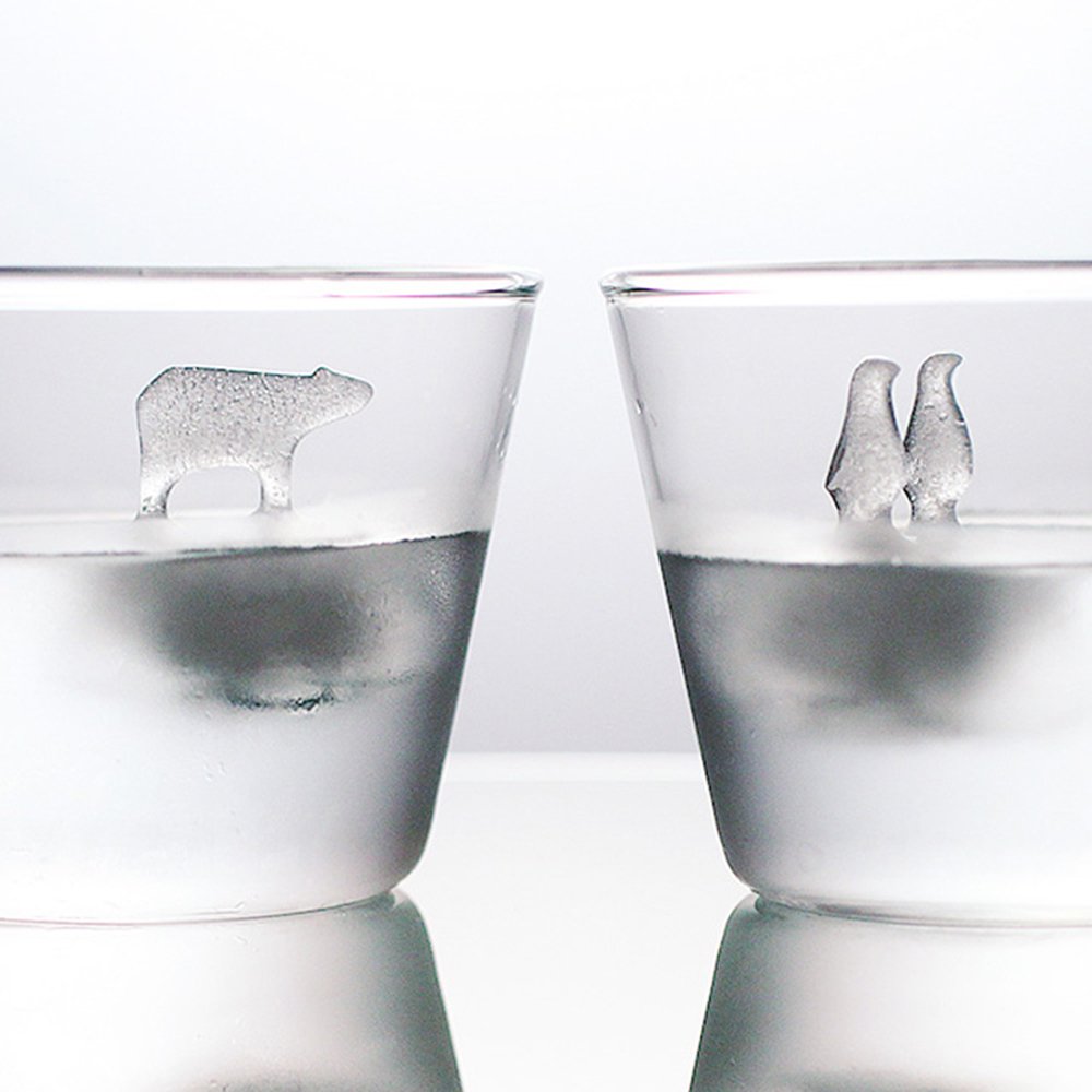 Polar Bear and Penguin Shape Ice Cube Molds Animals Novelty Design Polar Ice Molds for Drink Silicone Ice Cube Trays with Cover