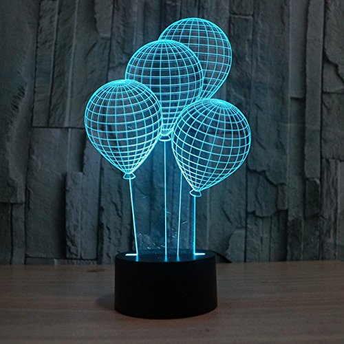 MOLLY HIESON 3D Balloon Ball Night Light Table Desk Optical Illusion Lamps 7 Color Changing Lights LED Table Lamp Xmas Home Love Birthday Children Kids Decor Toy Gift