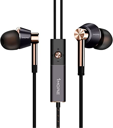 1MORE Triple-driver Headphones In-Ear Hi-Res Audio Earphones with Microphone and Remote Control Lightning Connector for iPhone7 iPhone 8 iPhone X, iPad & iPod - E1001L Gold