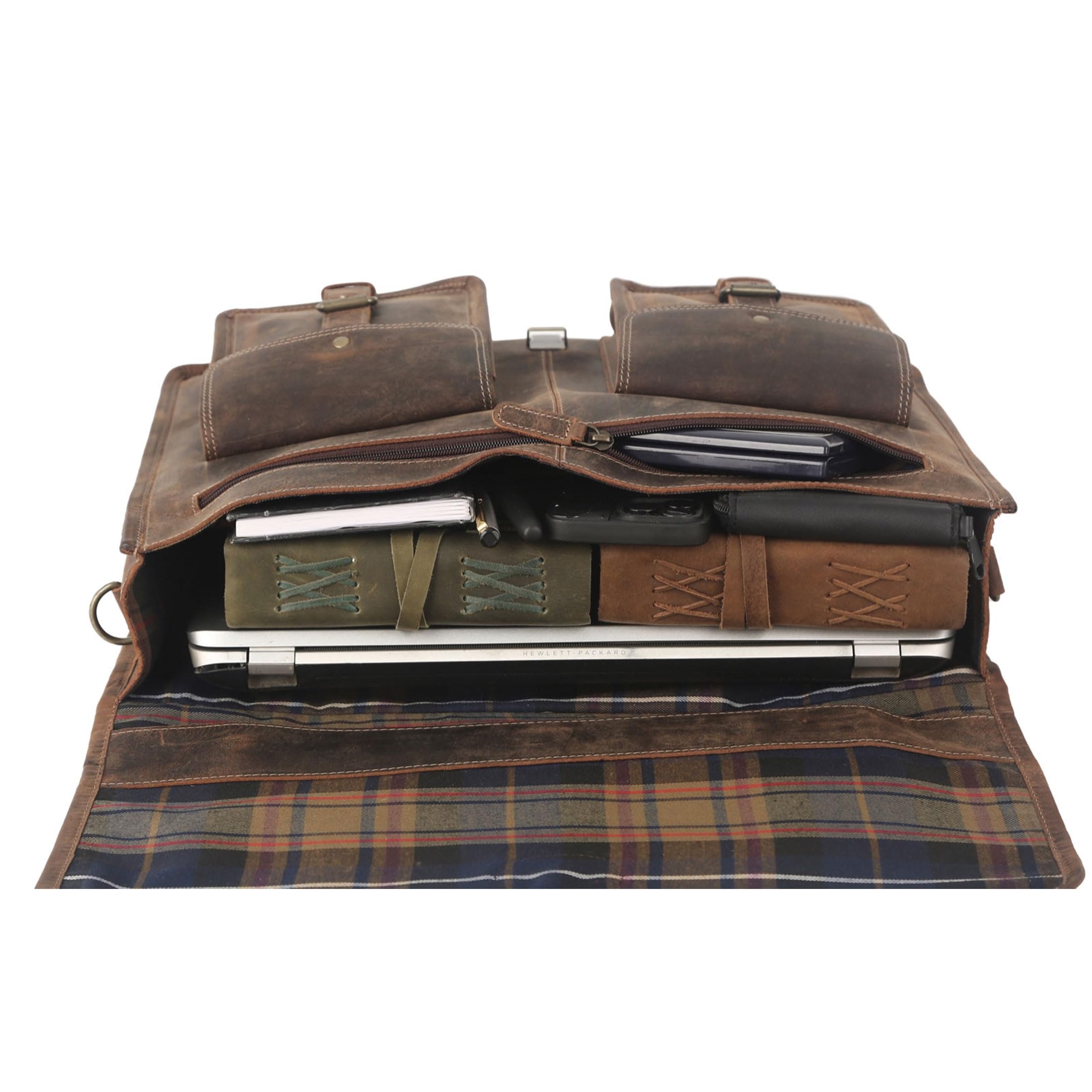 Leather briefcase 18 inch laptop messenger bag for men and women best satchel office bag
