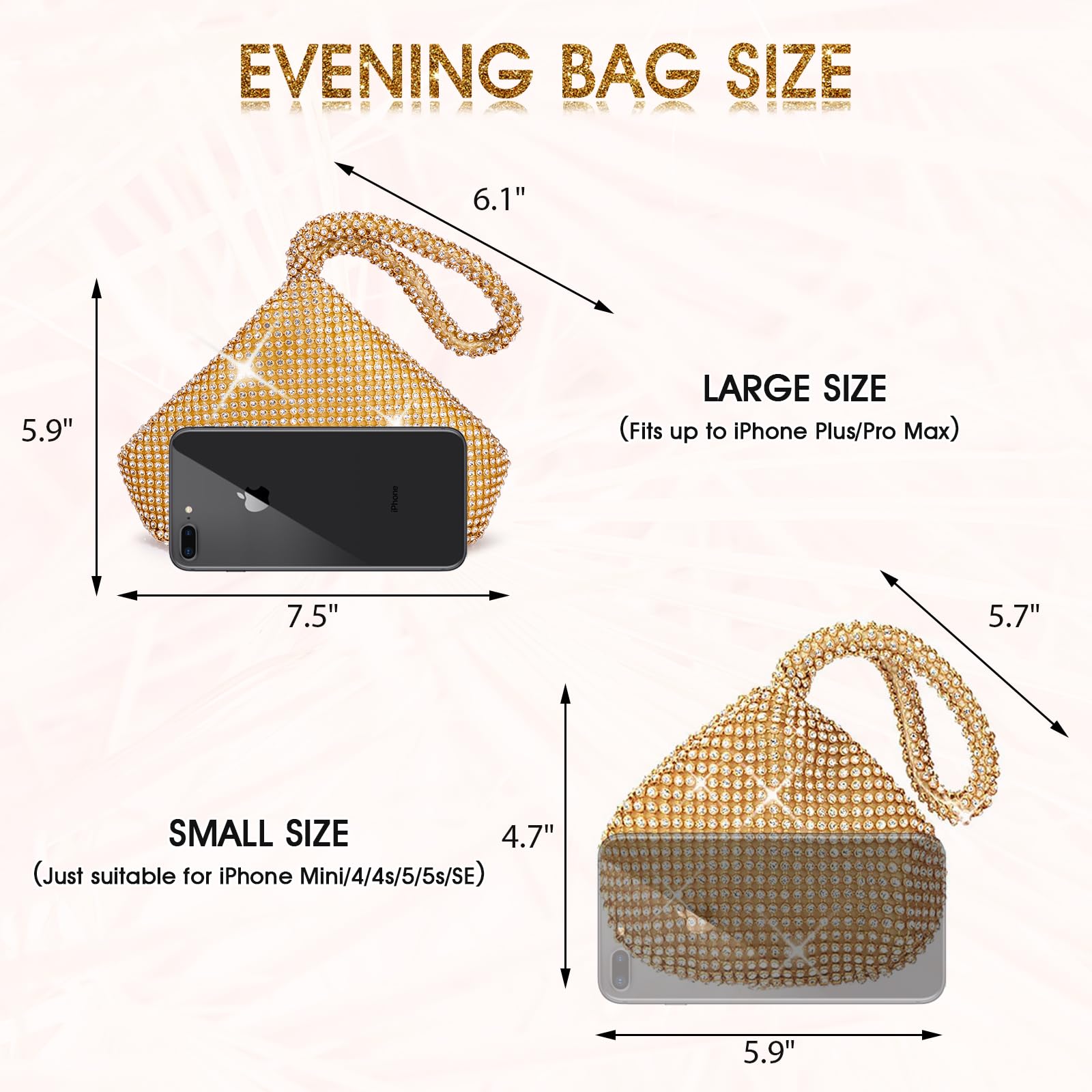 JIAN YA NA Fashion Women Rhinestone Trihedral Clutch Evening Bag Bling Zipper Wedding Purse