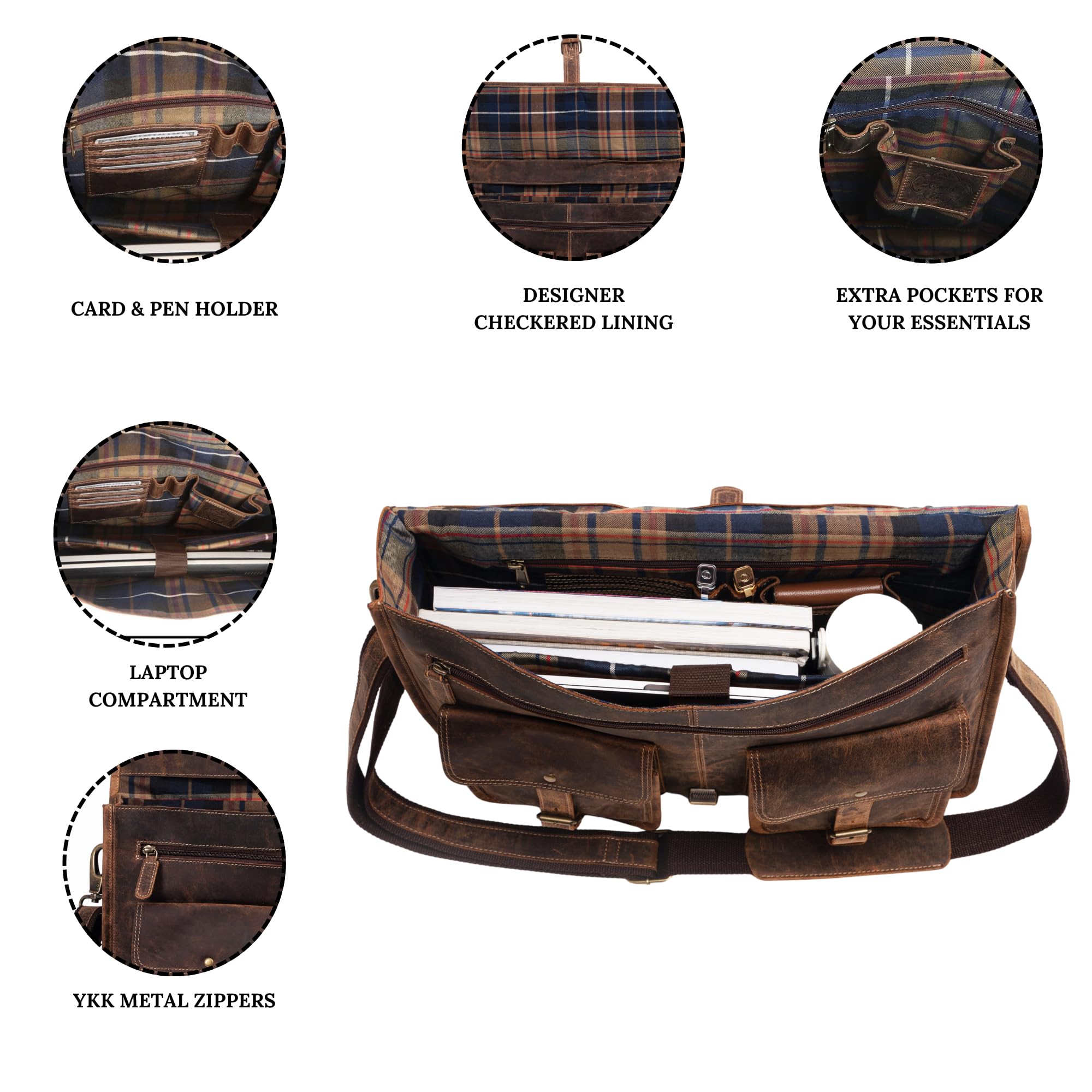 Leather briefcase 18 inch laptop messenger bag for men and women best satchel office bag