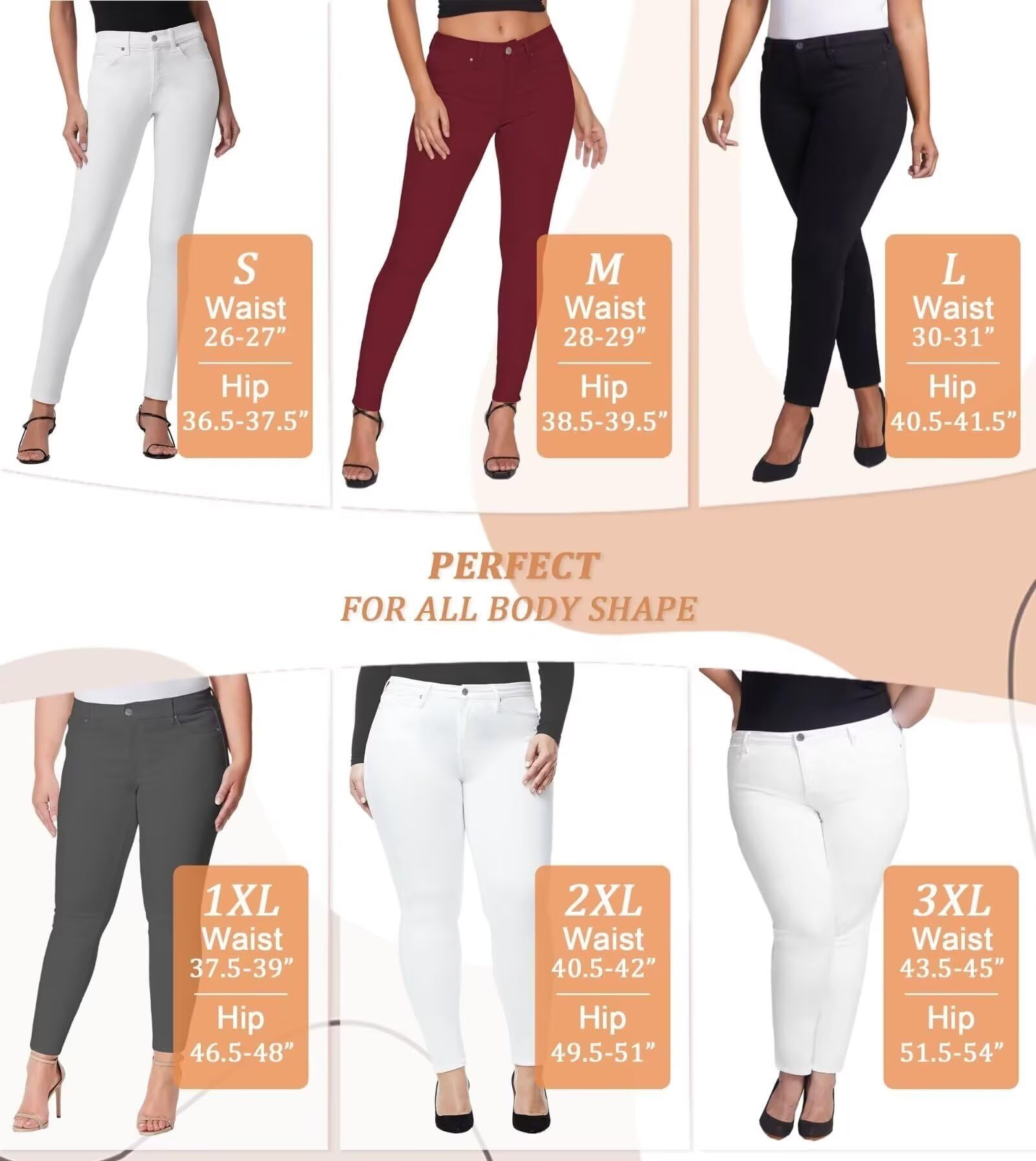 Hybrid & Company Womens Hyper Ultra Stretch Comfy Skinny Leg Work Casual Pants P44876SK White M
