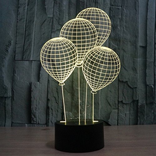 MOLLY HIESON 3D Balloon Ball Night Light Table Desk Optical Illusion Lamps 7 Color Changing Lights LED Table Lamp Xmas Home Love Birthday Children Kids Decor Toy Gift