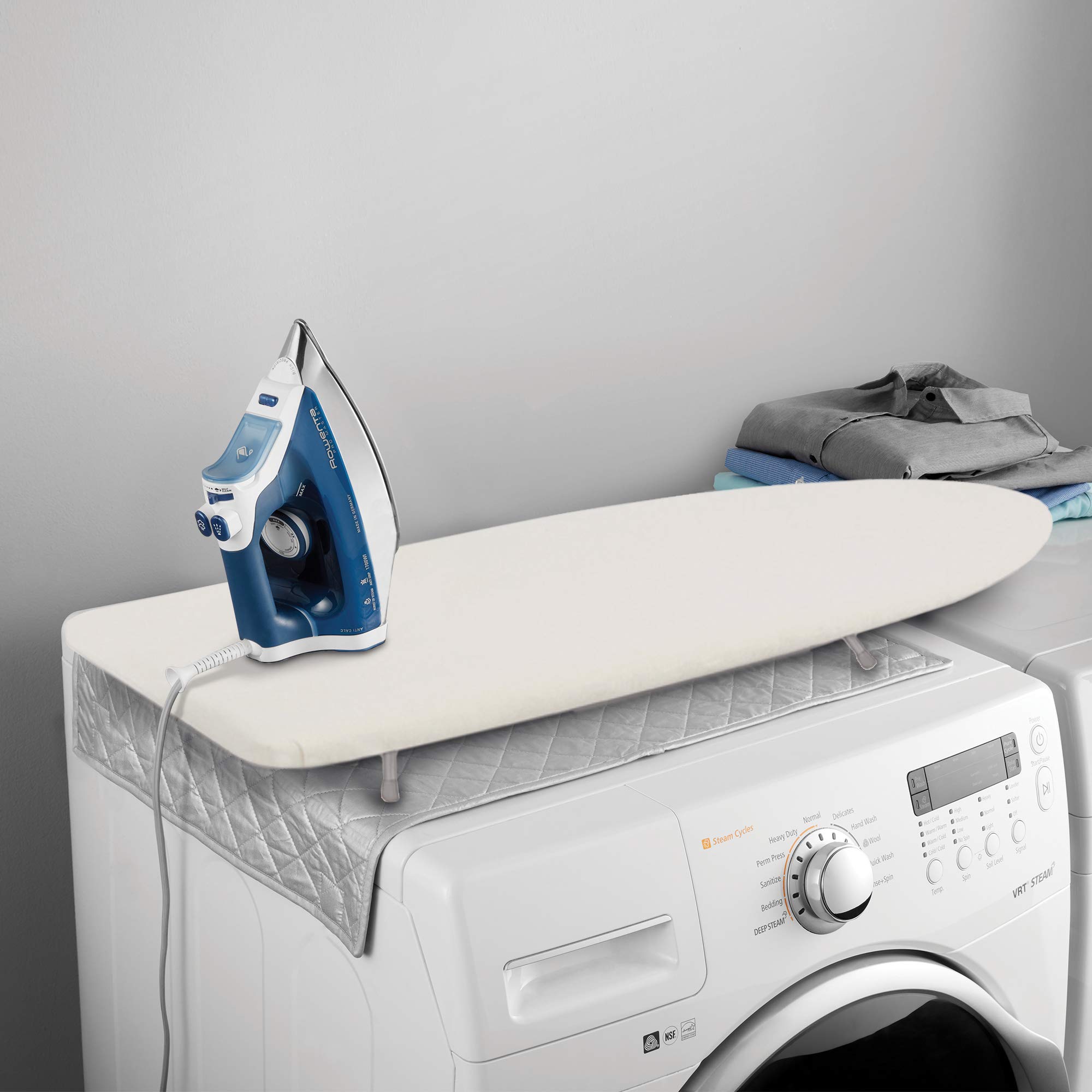 Smart Design Compact Tabletop Ironing Board with Cotton Cover & Foldable Legs - Foam Padding Design - for Clothing, Laundry, & Garments - Home Organization (30 x 12 Inch) [White]