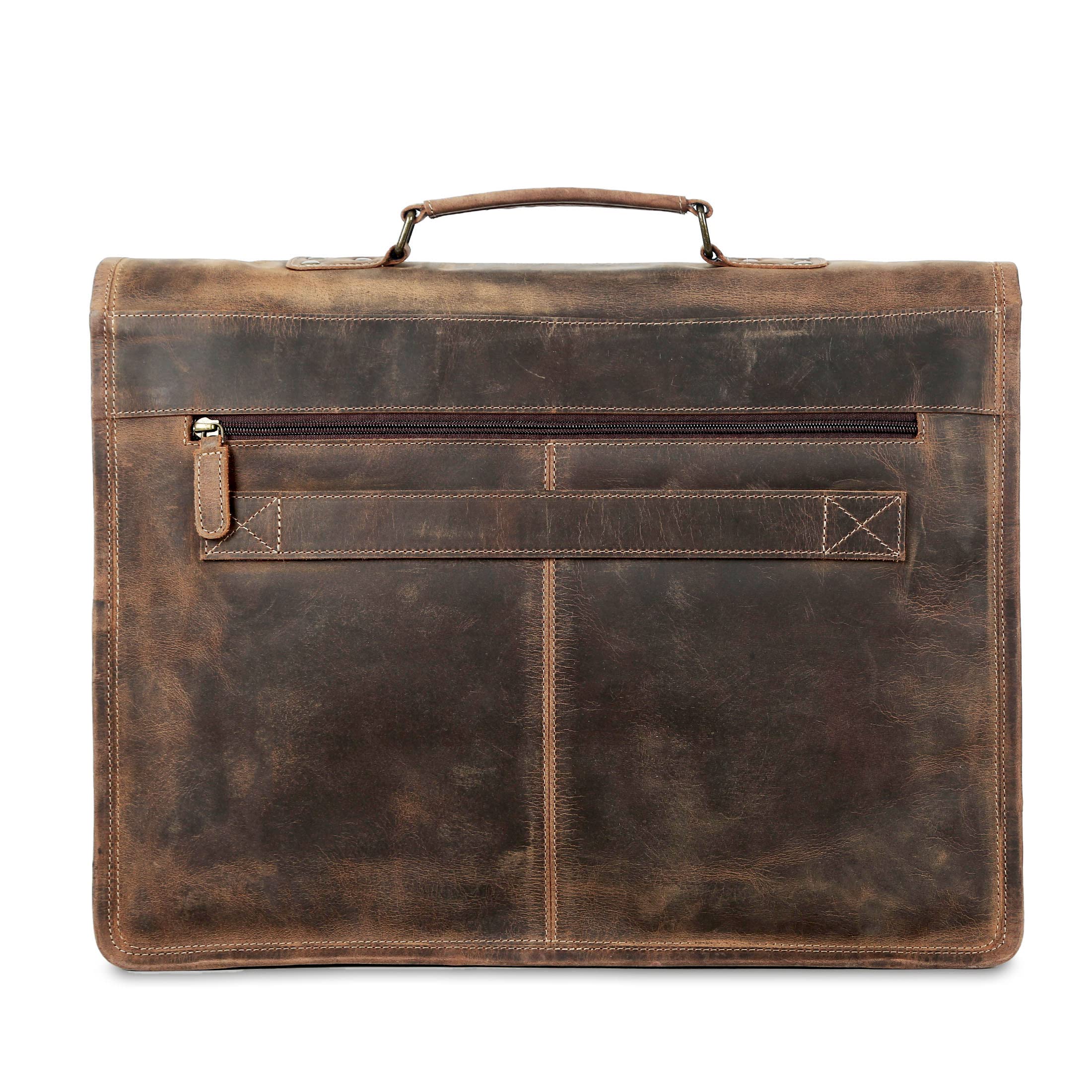 Leather briefcase 18 inch laptop messenger bag for men and women best satchel office bag