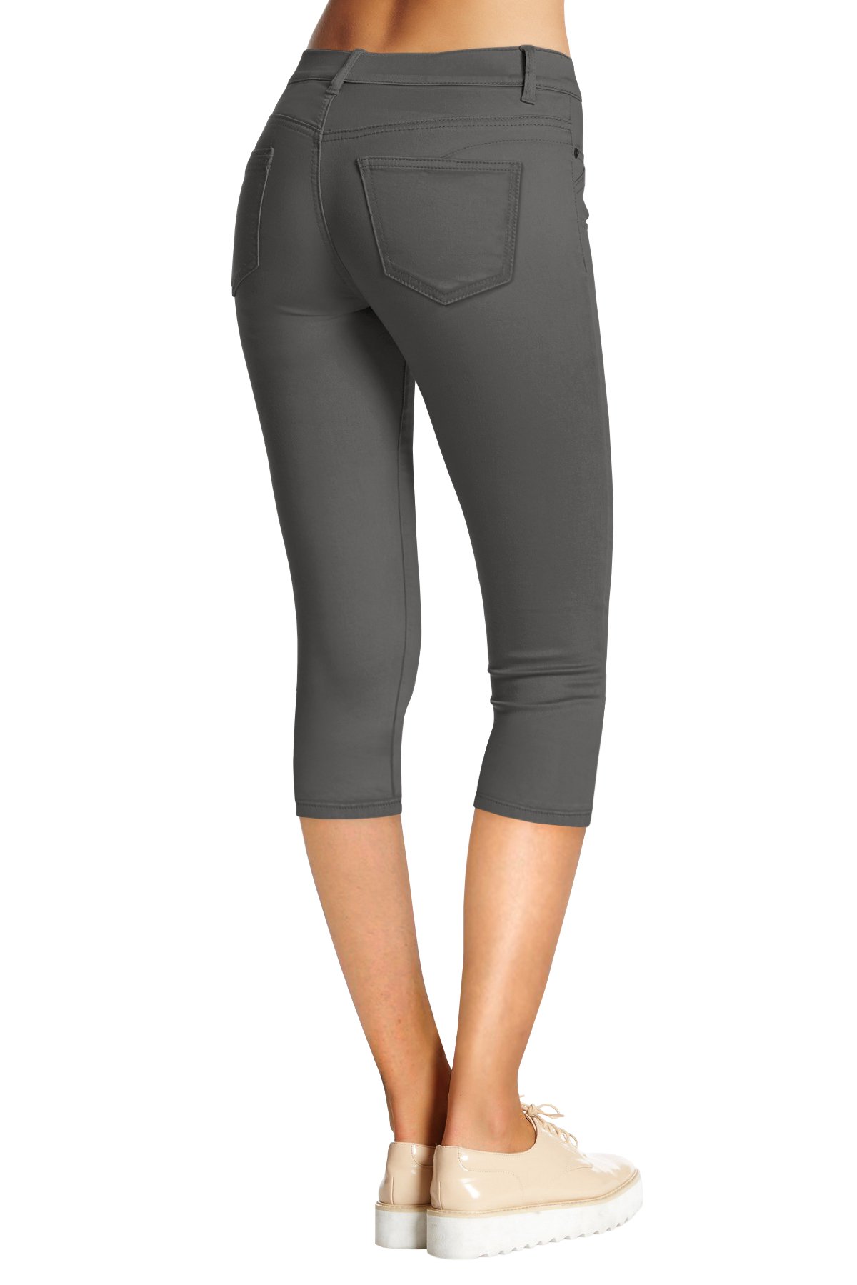 Hybrid & Company Women's Hyper Stretch Denim Capri Short Jeans Q44876 CHARCOAL Xlarge