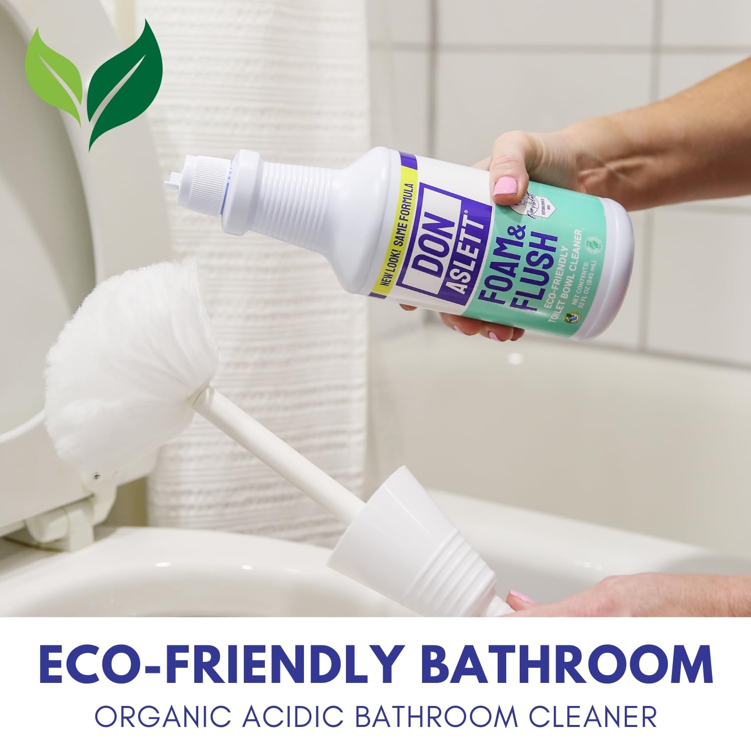 Don Aslett Foam & Flush Toilet Bowl Cleaner (32 Oz Bottle, Pack of 2) Eco Friendly, Biodegradable Organic Acid Formula | Cleans, Brightens, Deodorizes