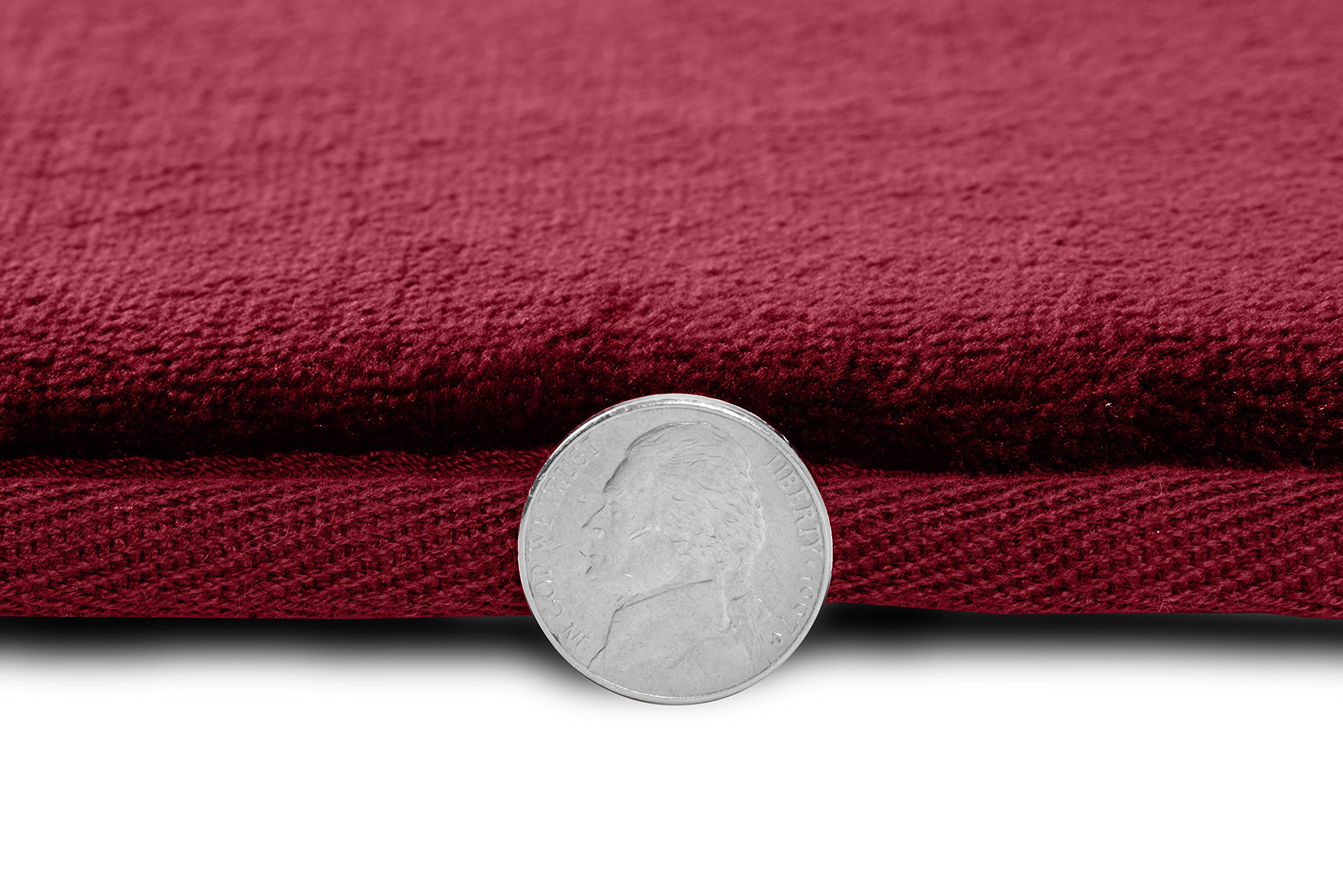 Clara Clark Memory Foam Bath Mat Set Non Slip Absorbent Velvet - Fast Drying Bath Mats Bathroom Rug and Contour Rug Set 3 Piece - 20 x 32-17 x 24-19 x 24, Red