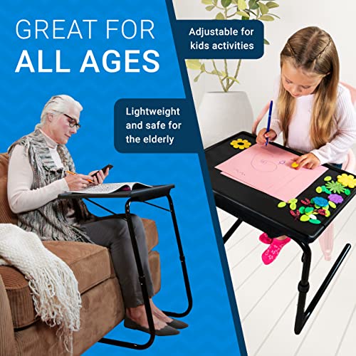 Table Mate XL TV Tray Table - Folding Couch Table Trays for Eating Snack Food, Stowaway Laptop Stand, Portable Bed Dinner Tray - Adjustable TV Table with 4 Set Angles, Black