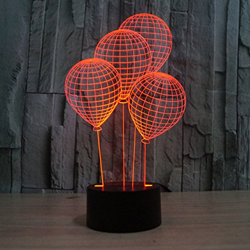 MOLLY HIESON 3D Balloon Ball Night Light Table Desk Optical Illusion Lamps 7 Color Changing Lights LED Table Lamp Xmas Home Love Birthday Children Kids Decor Toy Gift