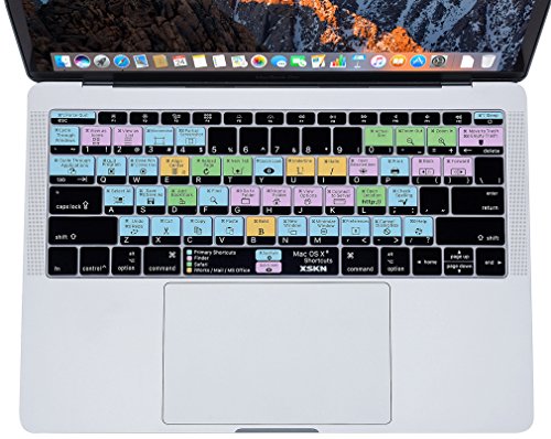 XSKN Shortcut MAC OS X Keyboard Skin Cover for Apple New MacBook Pro 13 (Model A1708, No Touch Bar) & Apple MacBook 12 (Model A1534) (US Layout)